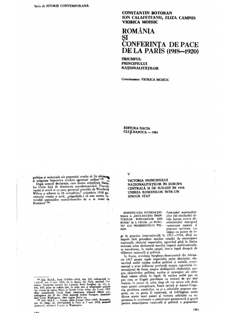 Constantin Botoran Ion Calafeteanu Eliza Campus Viorica Moisuc Romania Si Conferinta de Pace de ...