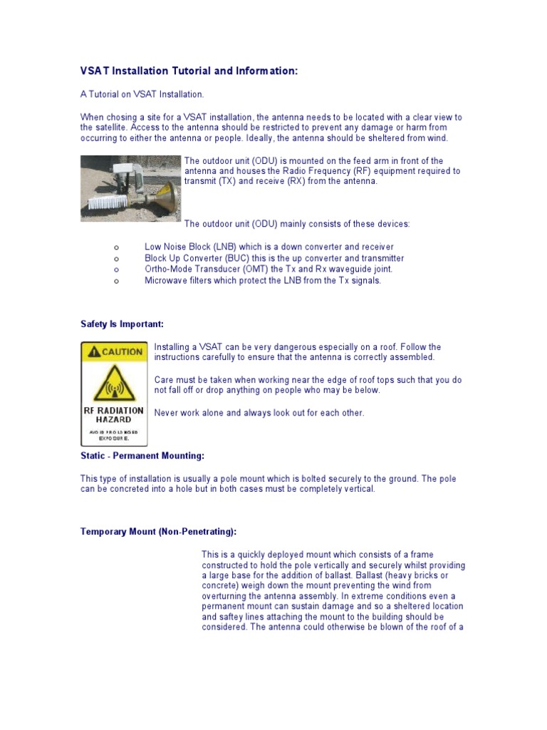 VSAT Installation Tutorial and Information | PDF | Coaxial Cable | Very ...