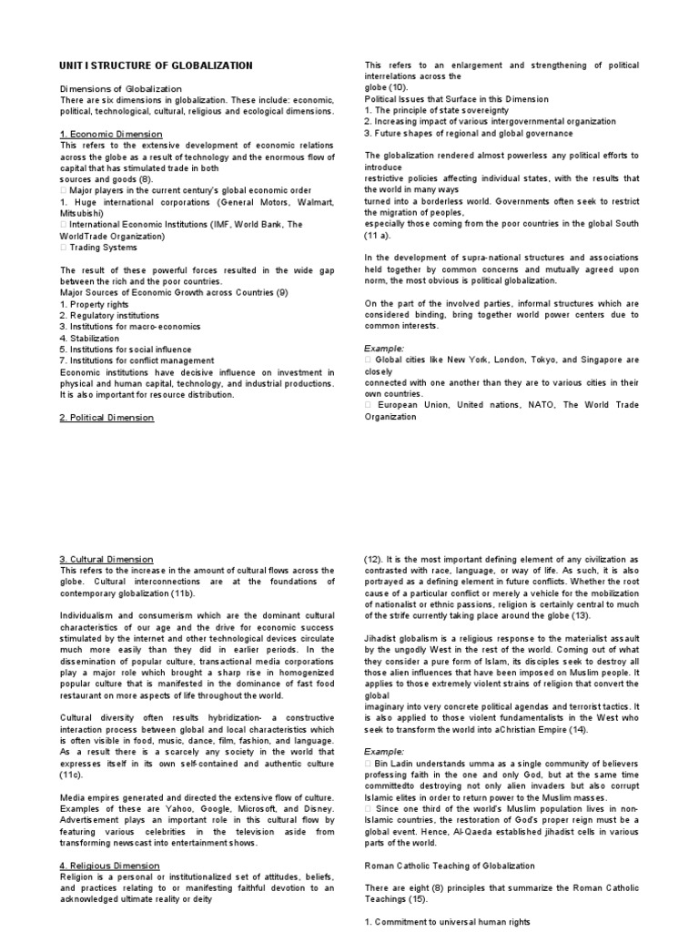 Unit I Structure of Globalization | PDF | Monetary Policy | Globalization