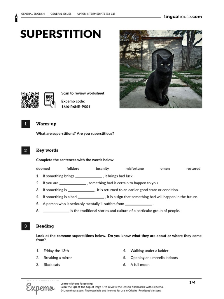 Superstition British English Teacher Ver2 BW | PDF | Luck | Superstitions
