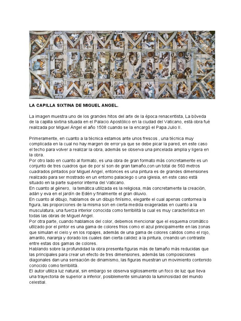 Frescos de la Capilla Sixtina: Análisis | PDF | Miguel Ángel | Pinturas