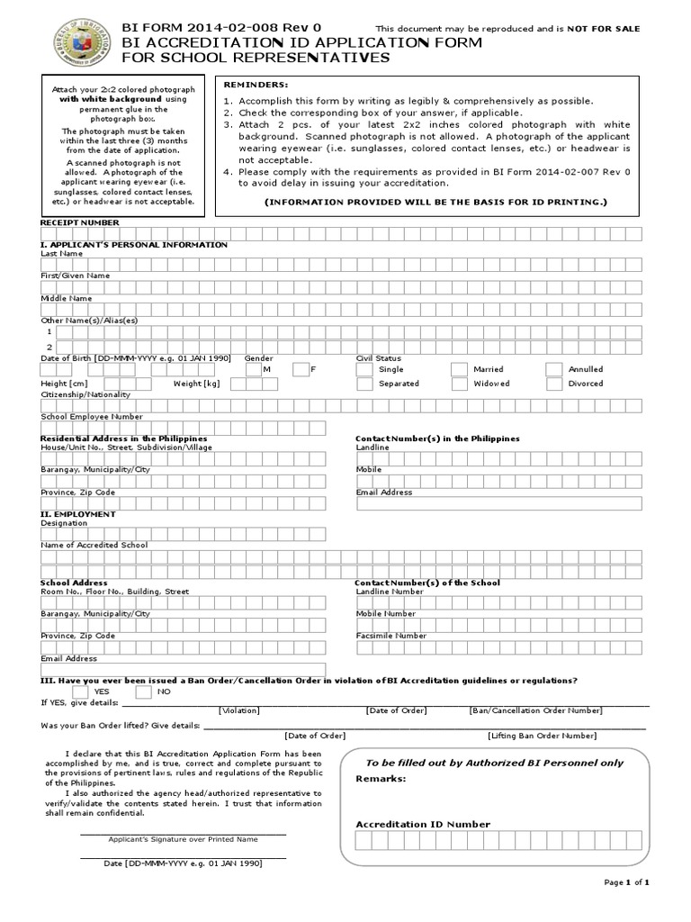 BI Accreditation ID Application Form | PDF | Justice | Crime & Violence