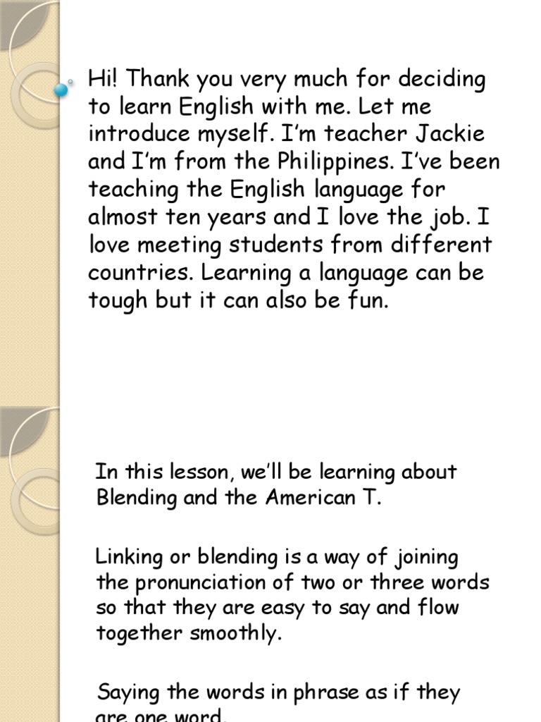 Pronunciation Blending and The American T | PDF | English Language ...