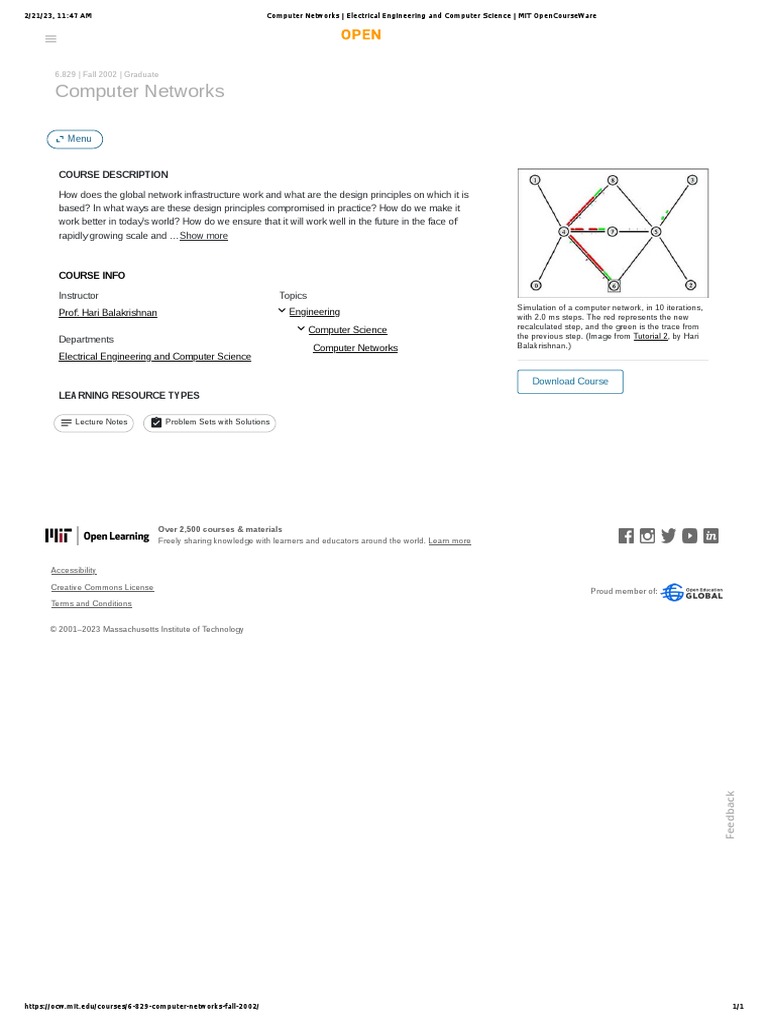 Computer Networks Electrical Engineering And Computer Science Mit Opencourseware Pdf 