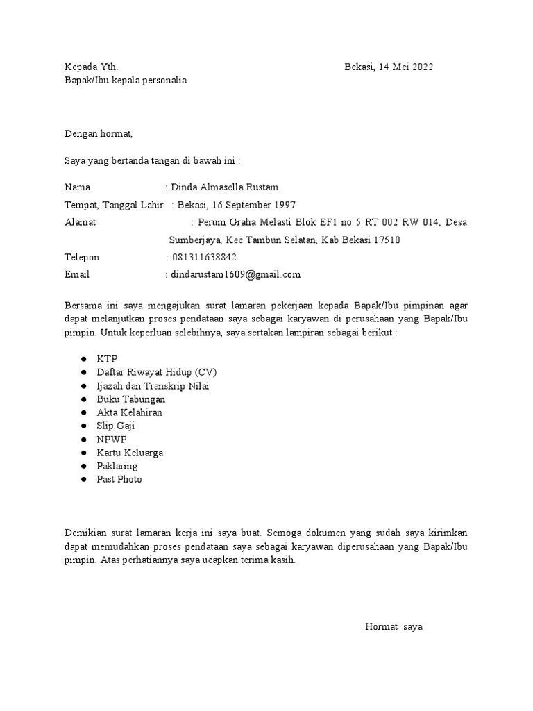 Dinda Rustam - CV | PDF