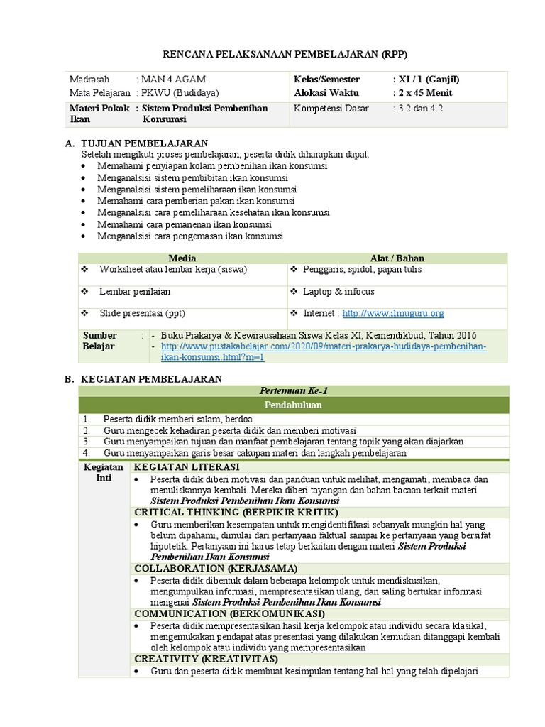 2.1 RPP I PKWU (Budidaya) XI | PDF | Seni | Sains & Matematika