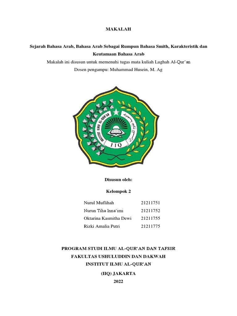 2. Sejarah Bahasa Arab, Bahasa Arab Sebagai Rumpun Bahasa Semit ...