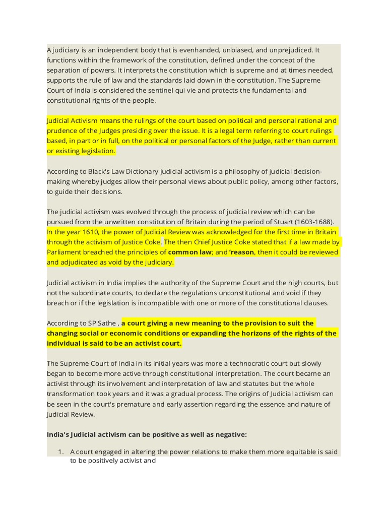 Role of Judiciary | PDF | Judicial Review | Supreme Court Of India