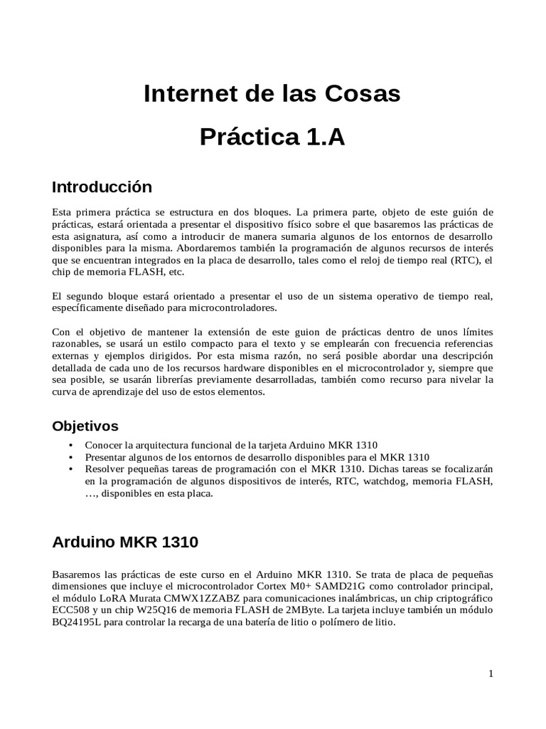 Guion Practica 1A | PDF | Arduino | Microcontrolador
