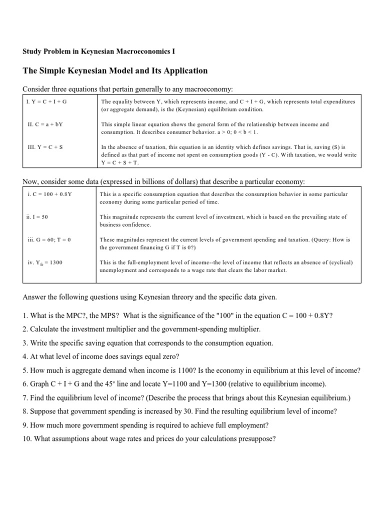 Simple Keynesian Model and Its Application | PDF | Keynesian Economics ...