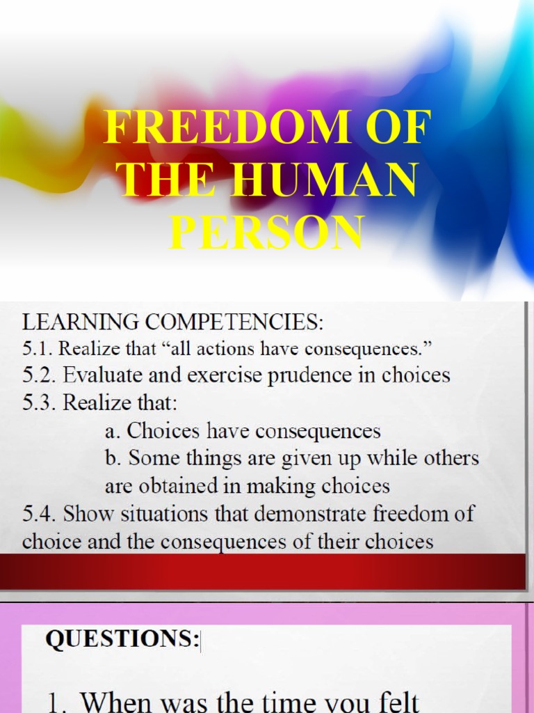 Freedom of The Human Person | PDF | Psychology | Psychological Theories