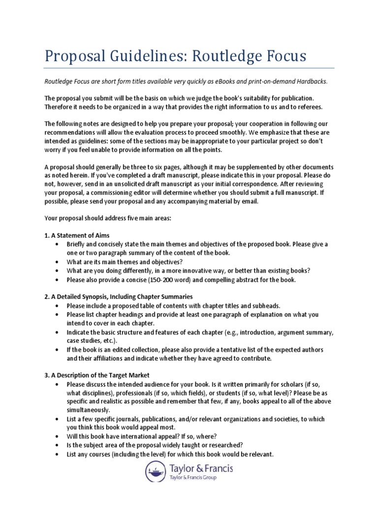 Proposal+Guidelines Routledge+Focus | PDF | Books | Evaluation
