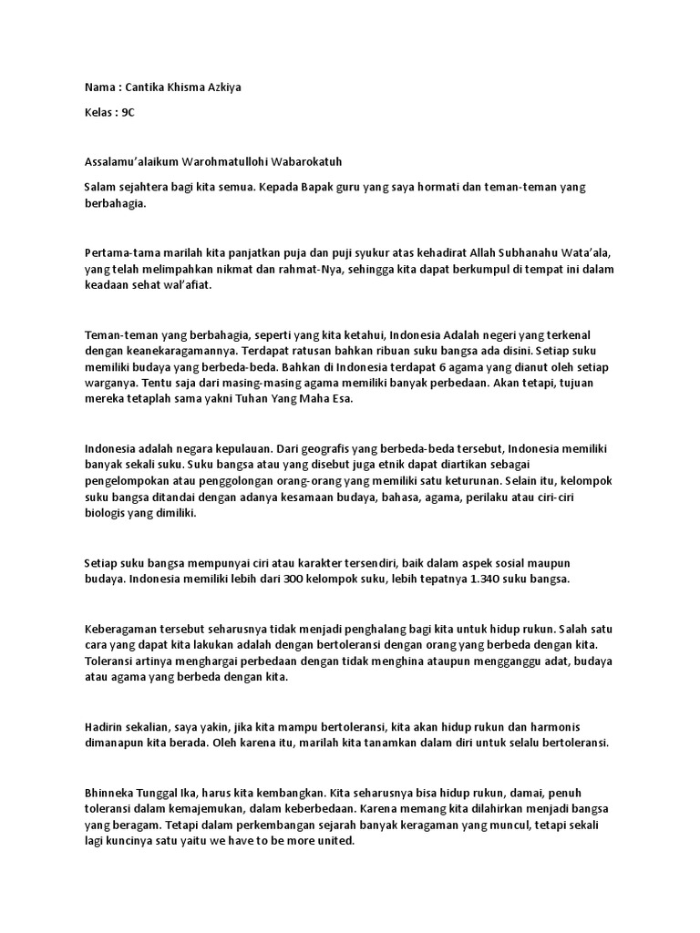 Pidato PPKN (Uprak) | PDF