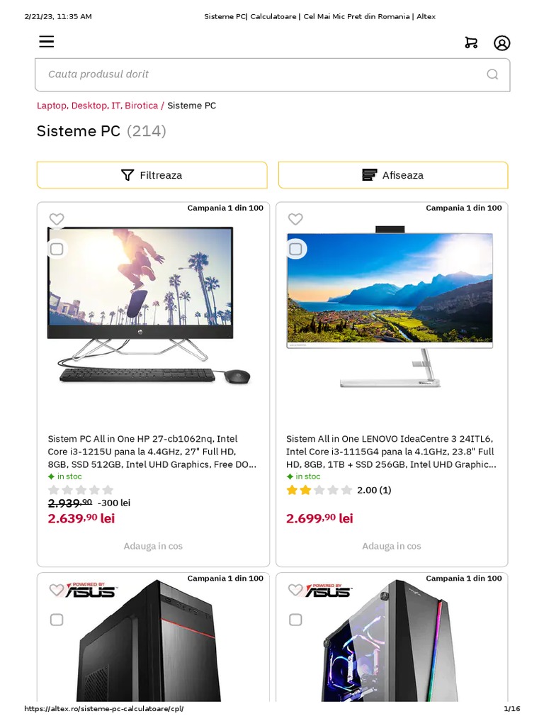 Sisteme PC - Calculatoare - Cel Mai Mic Pret Din Romaniax | PDF ...