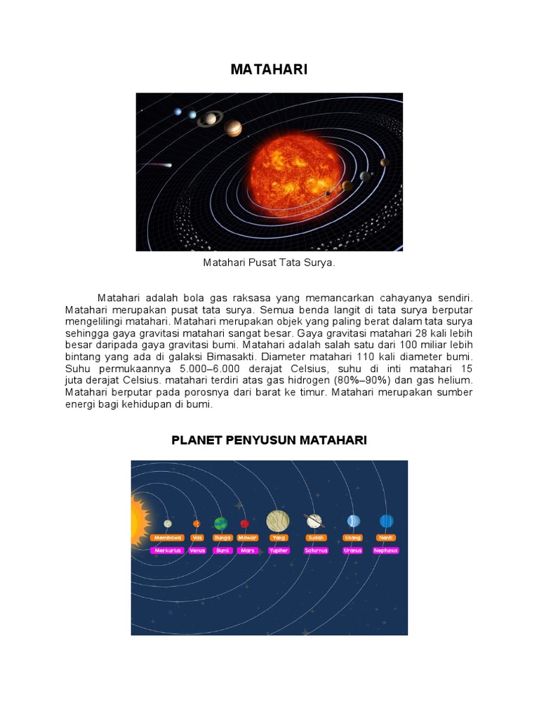 Matahari Dan Planet Tata Surya | PDF