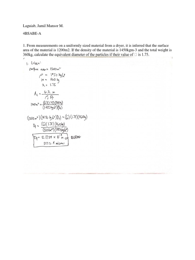 Particle Size Reduction Calculations | PDF