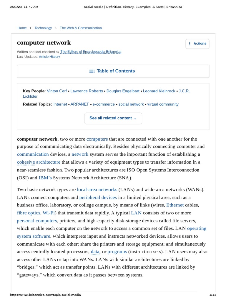 Social Media - Definition, History, Examples, & Facts | PDF | Computer ...