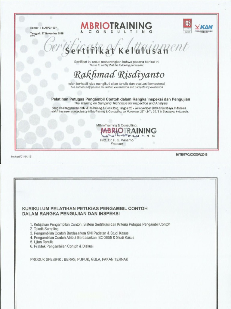 (PPC Inspeksi & Pengujian) Rakhmad Risdiyanto | PDF