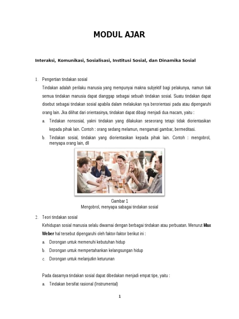 06 MODUL AJAR Interaksi, Komunikasi, Sosialisasi, Institusi Sosial, Dan Dinamika Sosial | PDF