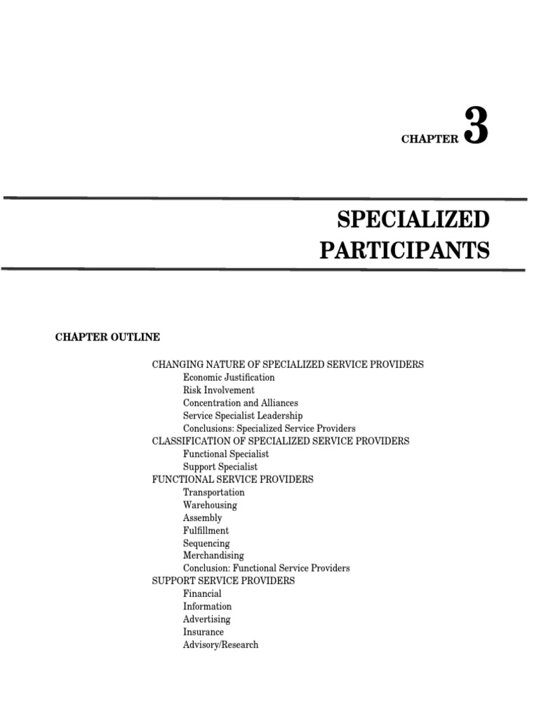 Specialized Participants: Chapter Outline | PDF | Warehouse | Cargo