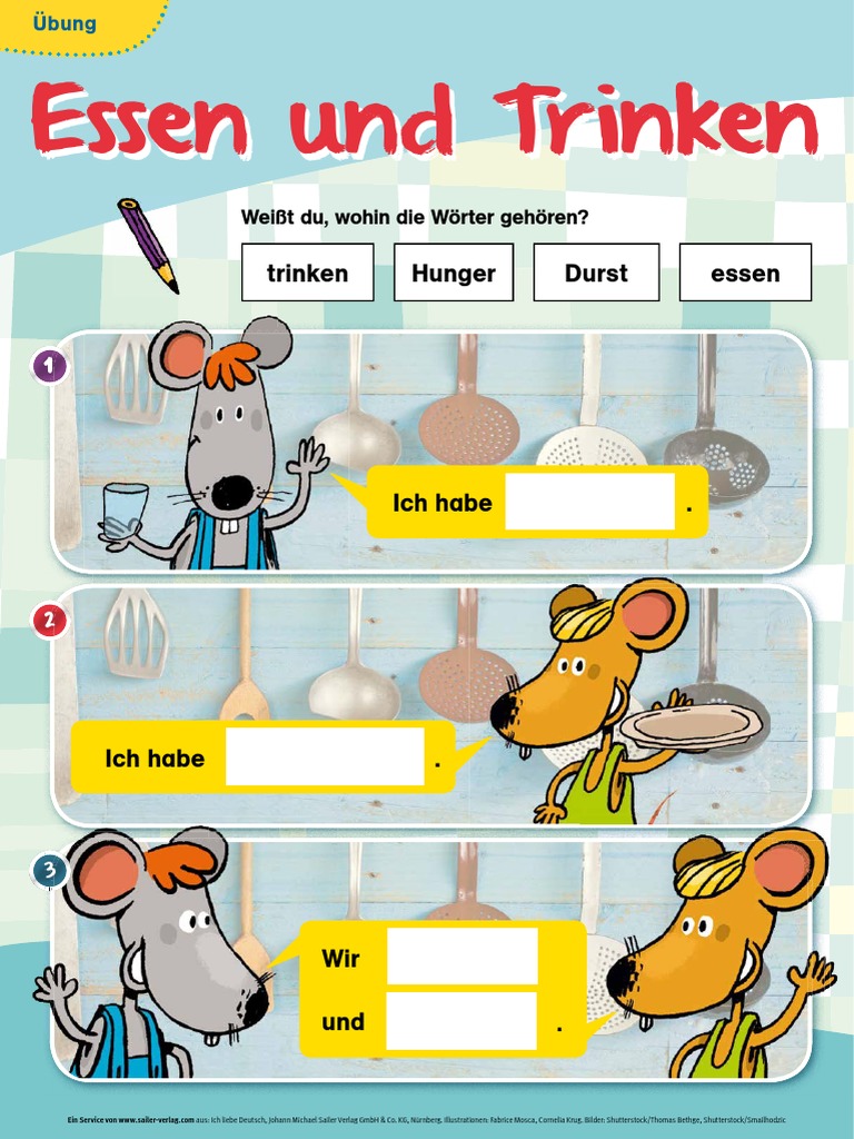 Deutsch Als Zweitsprache 5 Essen Und Trinken Arbeitsblaetter | PDF