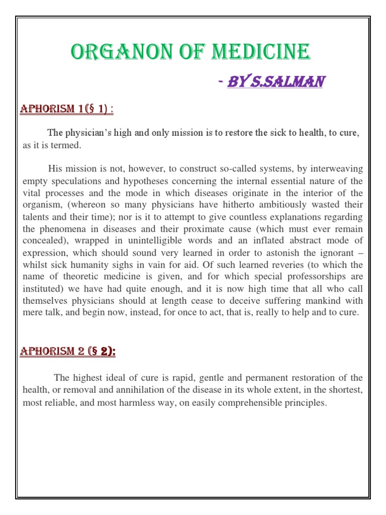 The Foundations of Evidence-Based Medicine: Hahnemann's Organon of ...