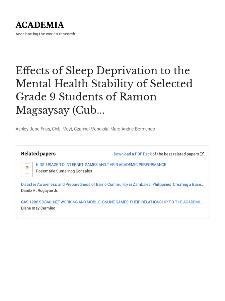 Sleep Deprivation's Impact on Grade 9 Mental Health | PDF | Sleep ...