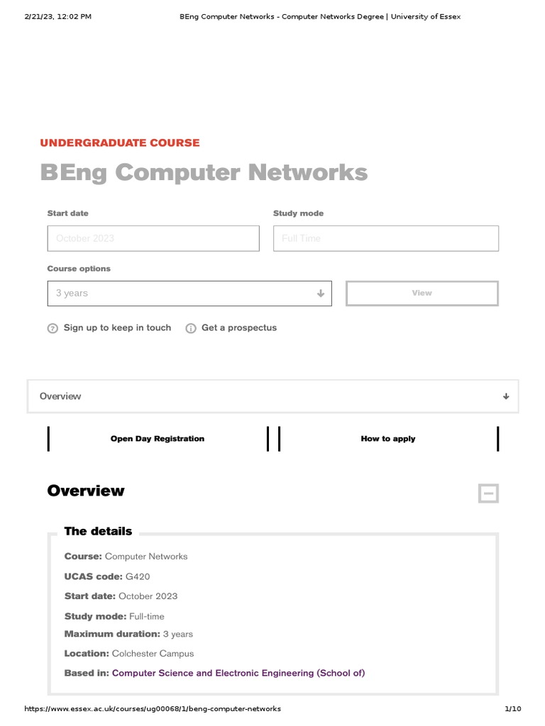 BEng Computer Networks - Computer Networks Degree _ University of Essex | PDF | Computer Network ...