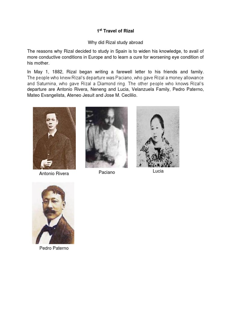 1st Travel of Rizal Summarization | PDF