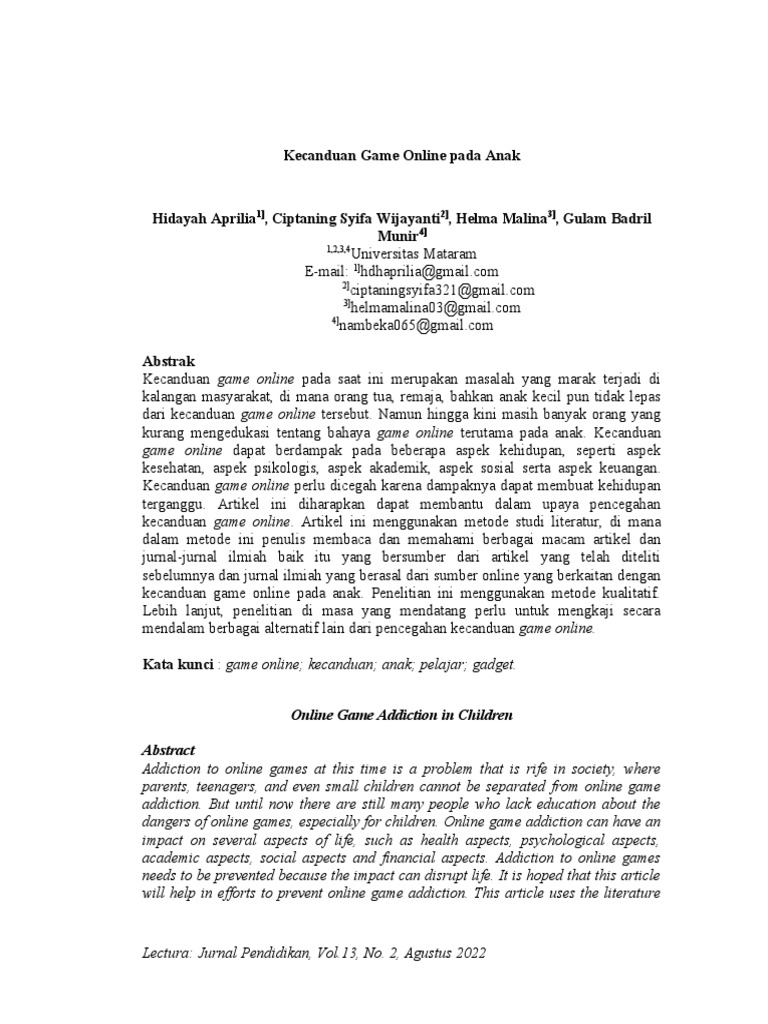 Kecanduan Game Online Pada Anak | PDF