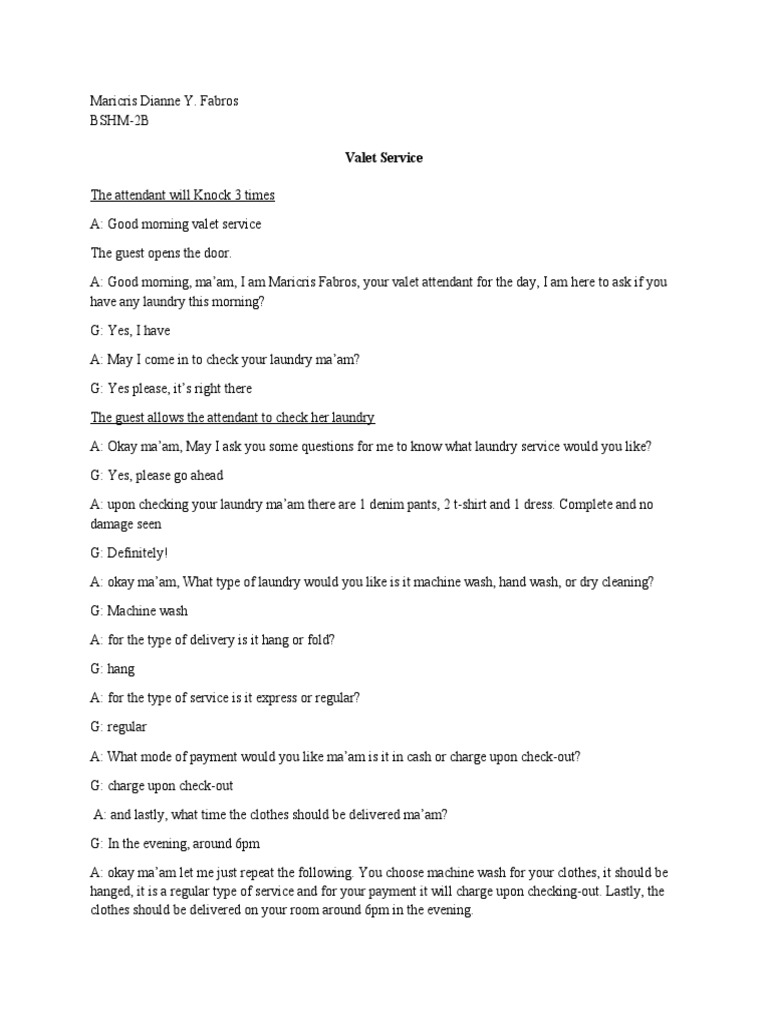 Valet Service | PDF