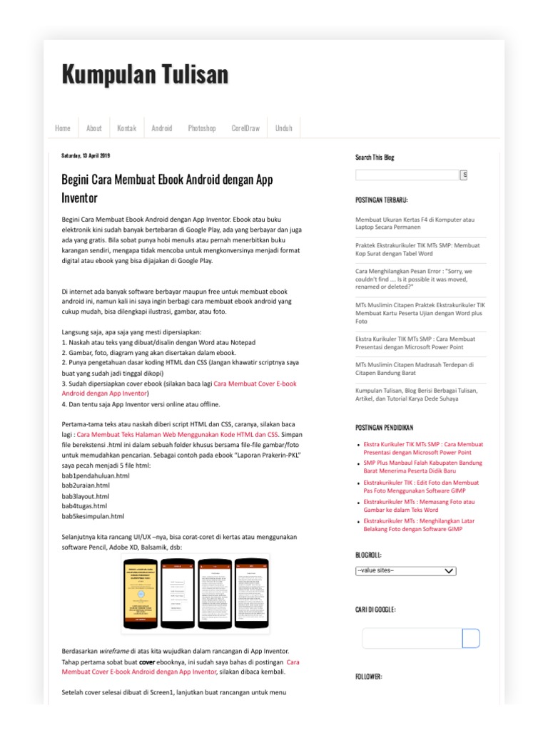 Begini Cara Membuat Ebook Android dengan App Inventor - Kumpulan | PDF