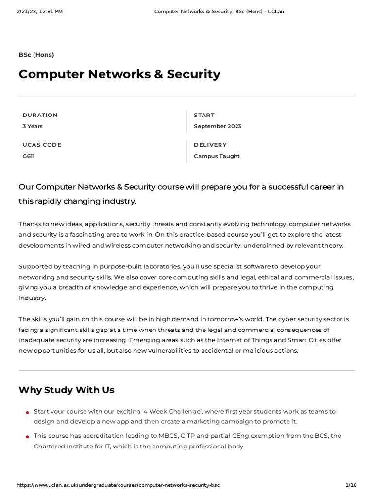 Computer Networks & Security, BSC (Hons) - UCLan | Download Free PDF ...