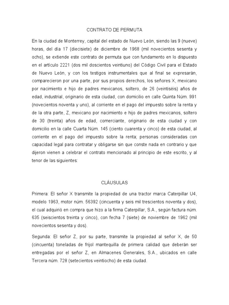 Contrato de Permuta | PDF