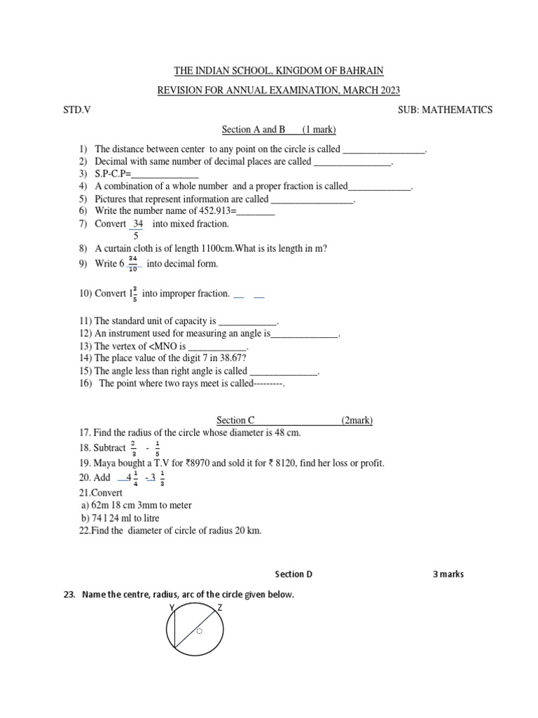 Understanding Key Mathematical Concepts: A Review of Topics Covered on ...