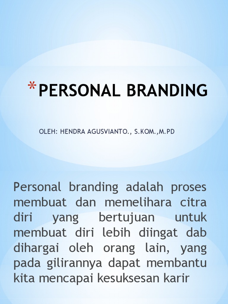 MEMAHAMI PERSONAL BRANDING | PDF