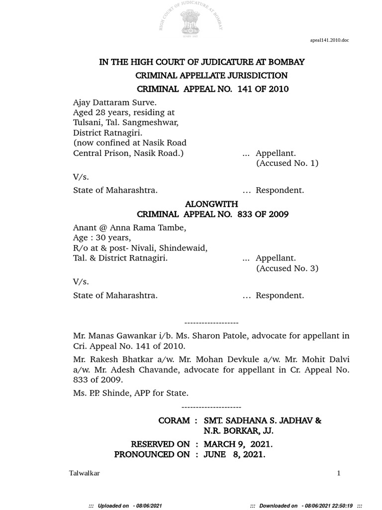 Ajay Dattaram Surve Vs The State of Maharashtra On 8 June 2021 | PDF ...