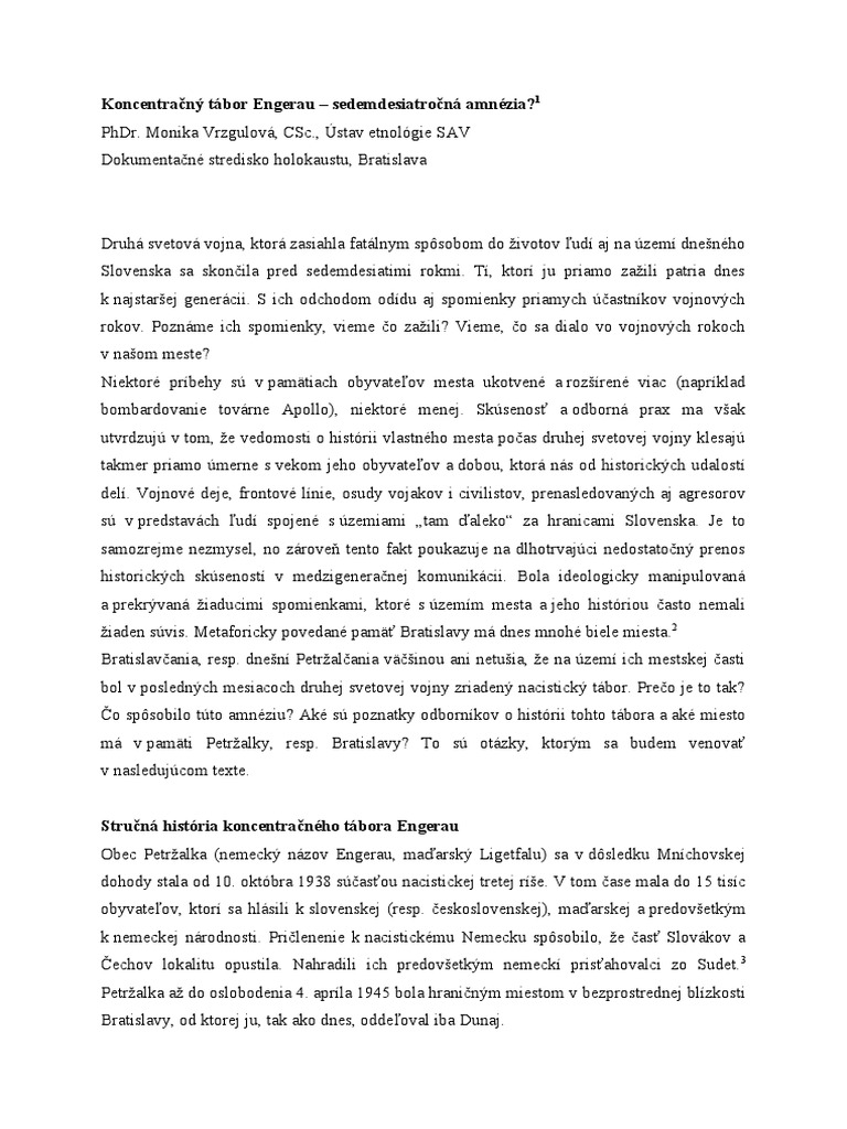 Engerau - the Forgotten Story of Petržalka | PDF
