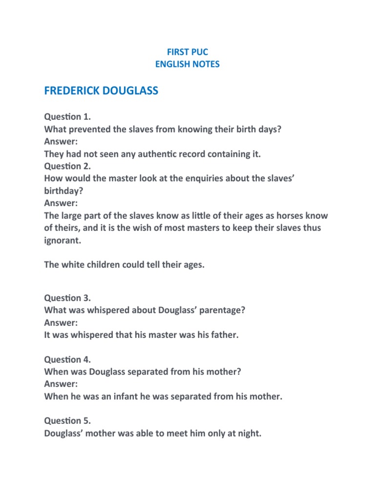 Frederick Douglass English Notes | PDF | Frederick Douglass | Love