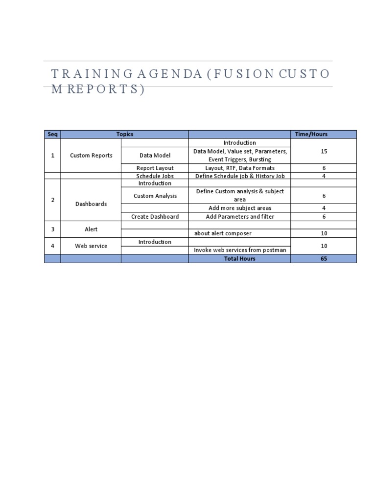 Oracle Fusion Training Agenda | PDF | Computers