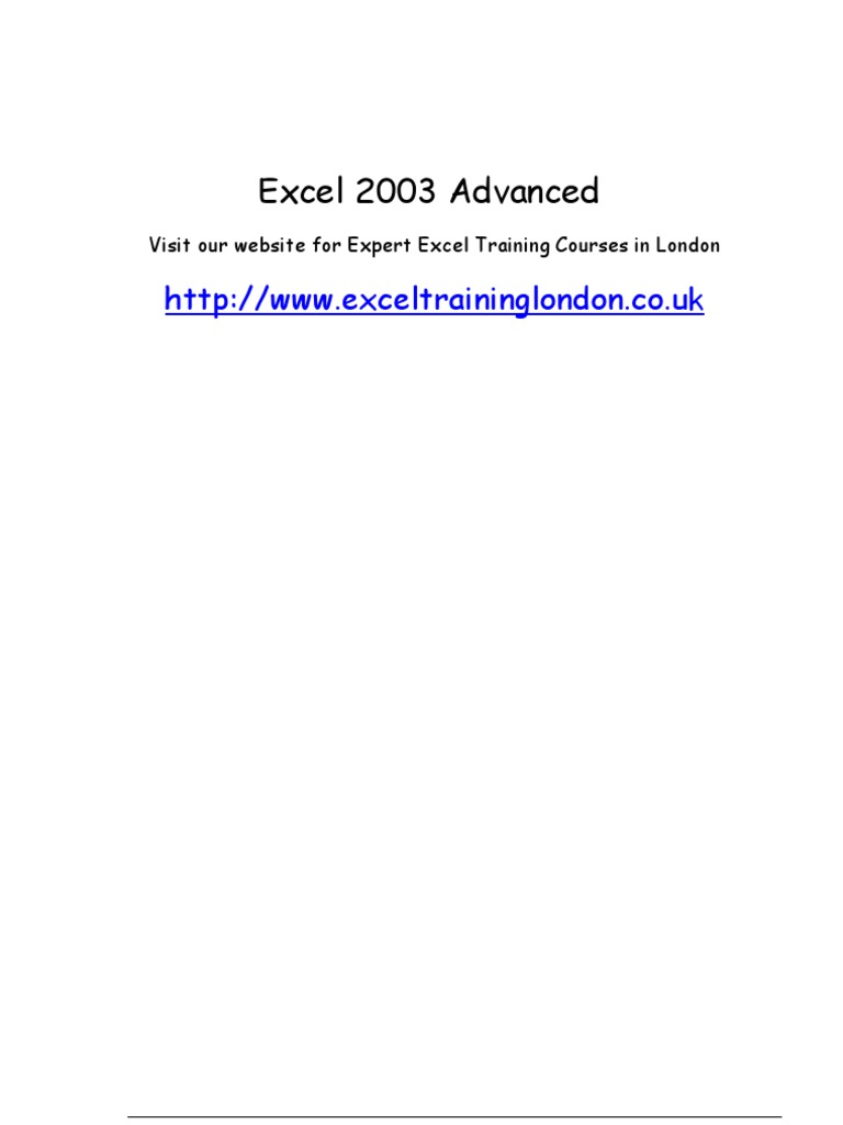 Excel 2003 Advanced | PDF | Spreadsheet | Microsoft Excel