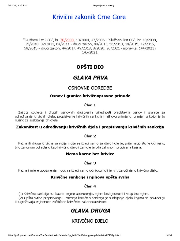 Krivicni Zakon | PDF