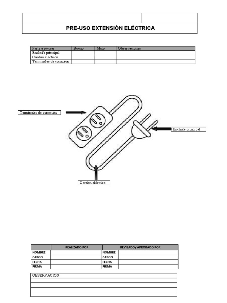 Check List Extensión Eléctrica | PDF