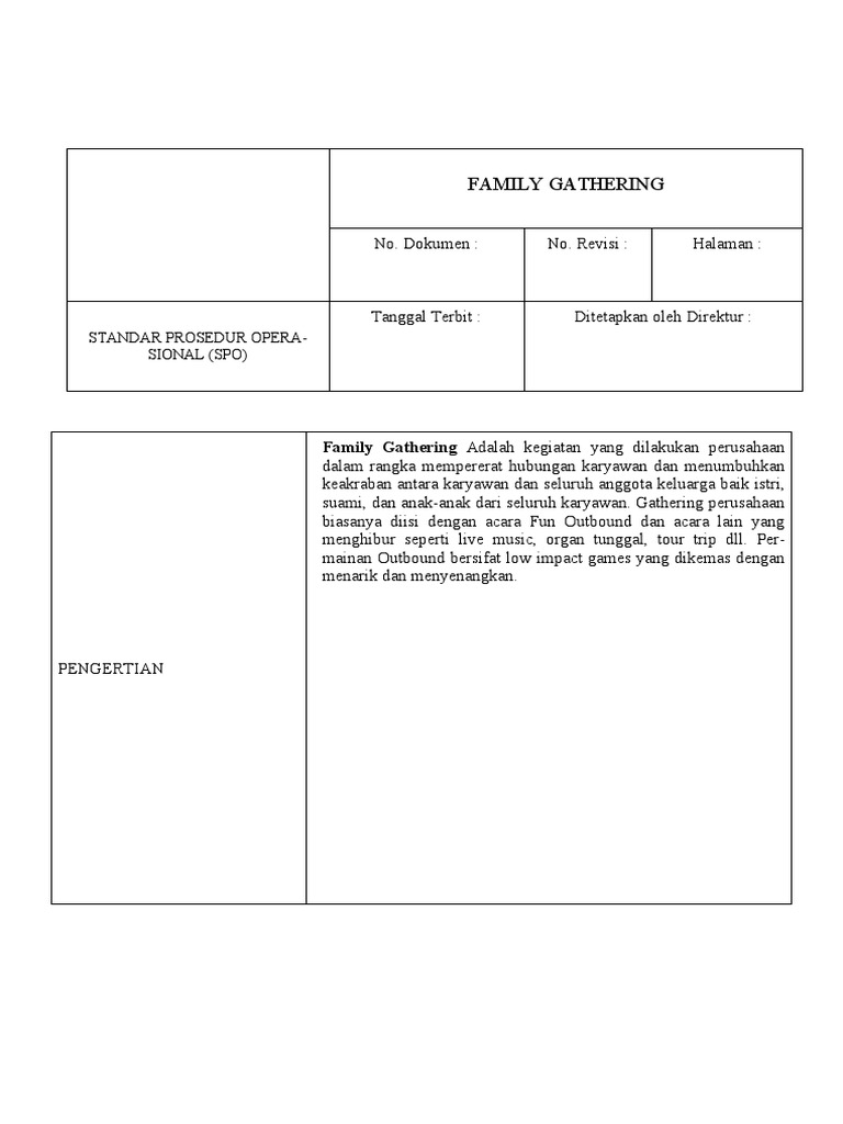 Prosedur Family Gathering Karyawan | PDF | Bisnis