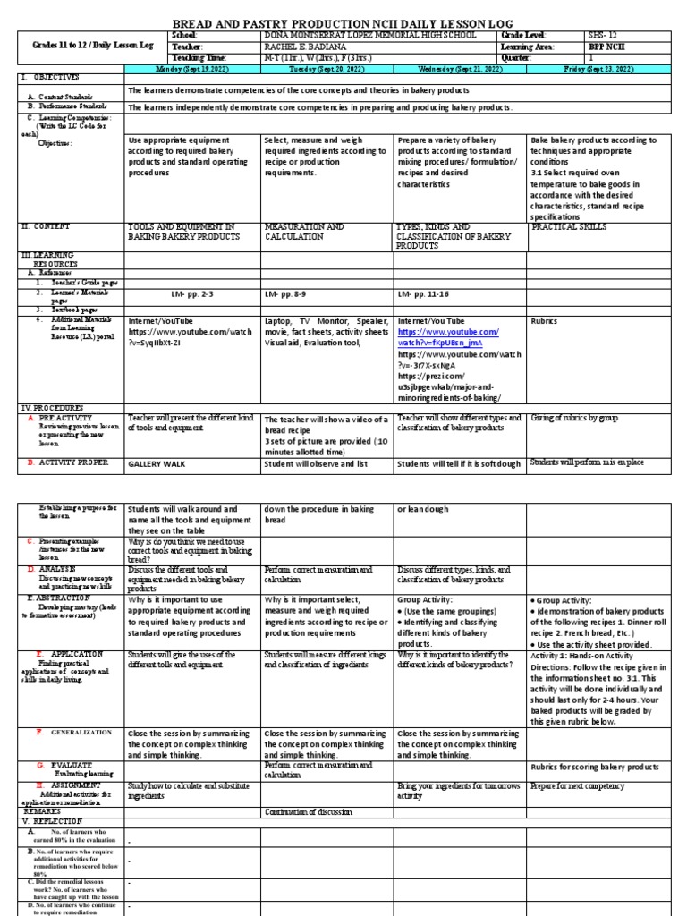 DLL BPP Bakery Products | Download Free PDF | Learning | Bakery