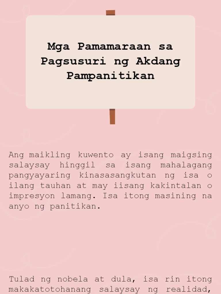 Paraan NG Pagsusuri NG Akdang Pampanitikan | PDF