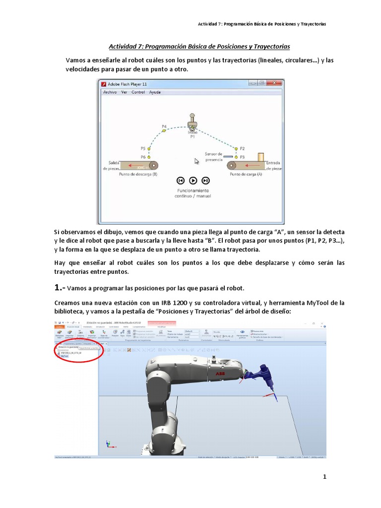 Actividad 7 - Programacion Basica de Posiciones y Trayectorias | PDF | Programación de ...