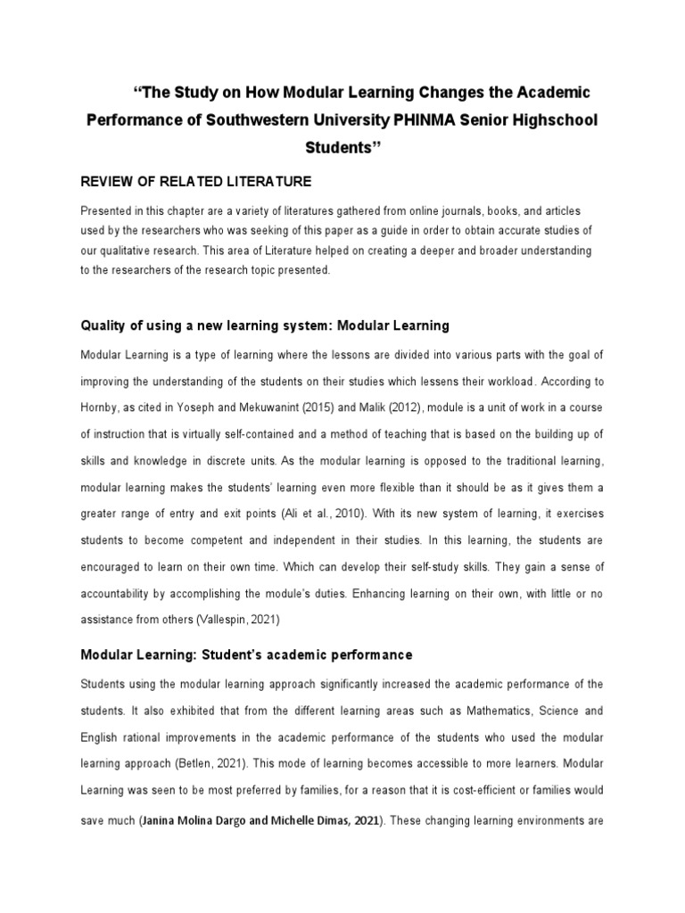 Review Related Literature | PDF | Learning | Distance Education