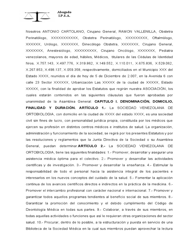 Acta Constitucion Sociedad Civil | PDF | Quórum | Medicina