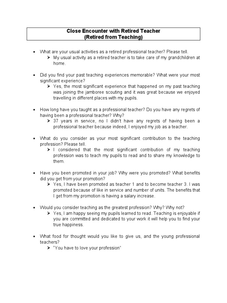 Close Encounter With Retired Teacher | PDF | Teachers | Mentorship